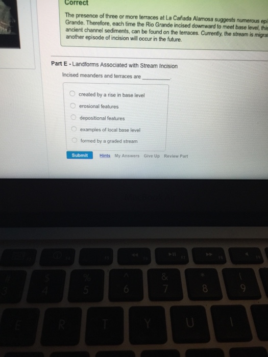 Landforms Associated with Stream Incision Incised | Chegg.com