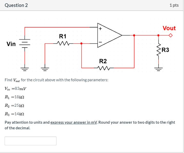 Solved Question 2 1 pts Vout R1 Vin R3 R2 Find Vout for the | Chegg.com