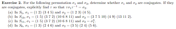 Solved Exercise 2. For the following permutation σ1 and σ2, | Chegg.com