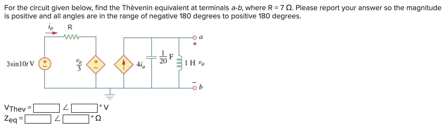 Solved For the circuit given below, find the Thèvenin | Chegg.com