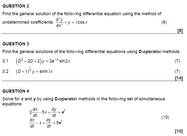 Solved QUESTION 2 Find the general solution of the following | Chegg.com