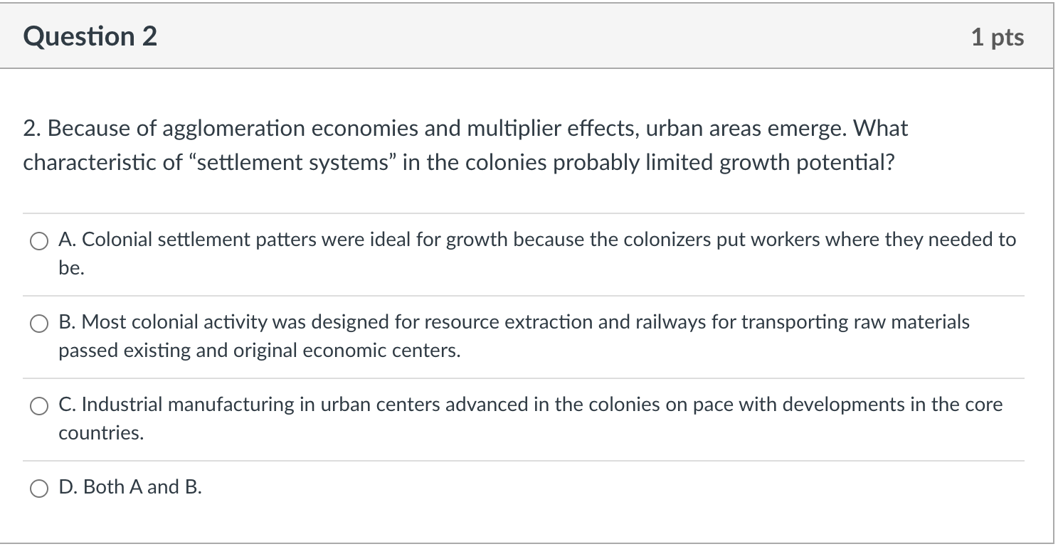 Solved 2. Because of agglomeration economies and multiplier | Chegg.com