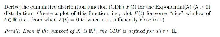 Solved Derive the cumulative distribution function (CDF) | Chegg.com