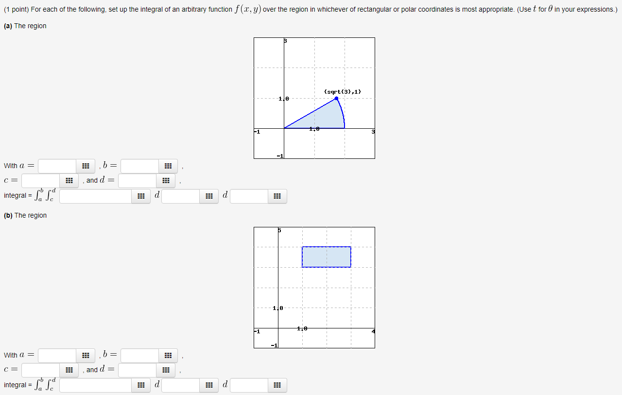 Solved For each of the following, set up the integral of an | Chegg.com