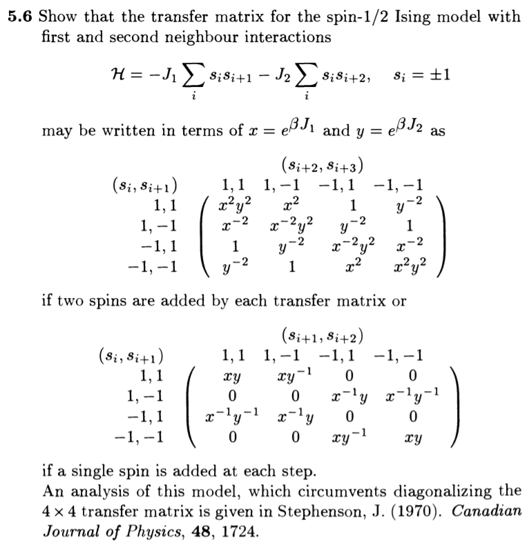 5.6 Show that the transfer matrix for the spin-1/2 | Chegg.com