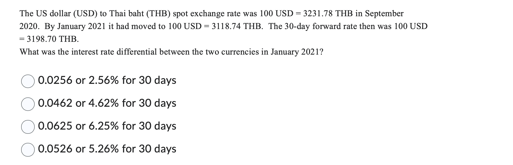 Solved The US dollar (USD) to Thai baht (THB) spot exchange | Chegg.com
