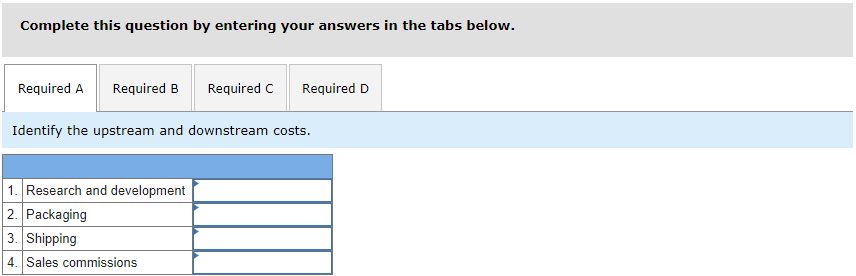 Solved Exercise 10-10A (Algo) Identifying upstream and | Chegg.com