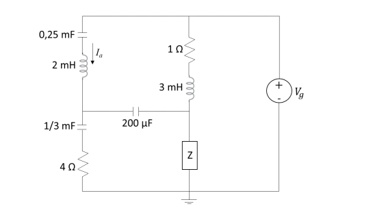 Solved For the circuit in the figure, if 𝑉𝑔 = 25cos | Chegg.com