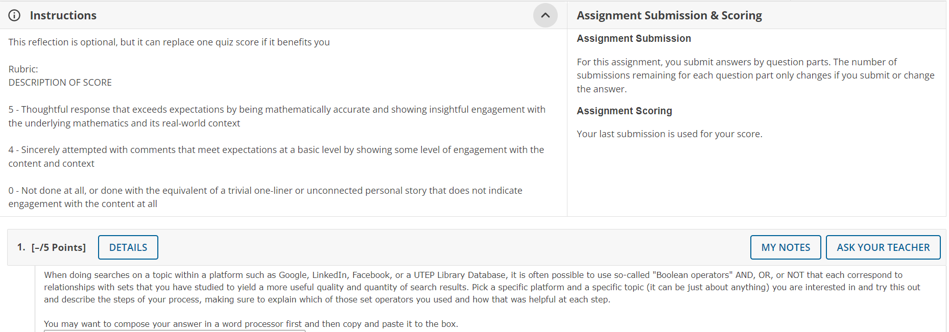 (i) Instructions Assignment Submission \& Scoring | Chegg.com
