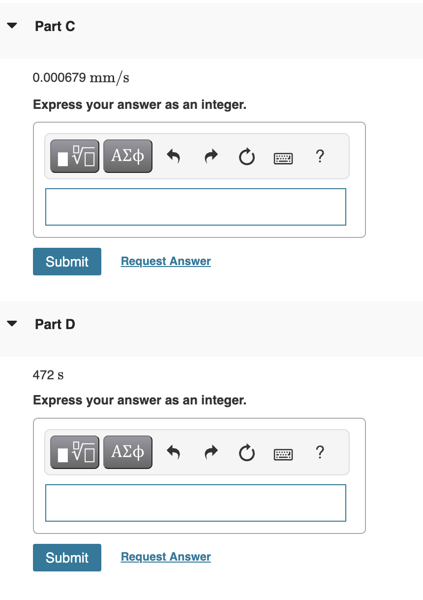Solved 0.000679 mm/s Express your answer as an integer. Part | Chegg.com