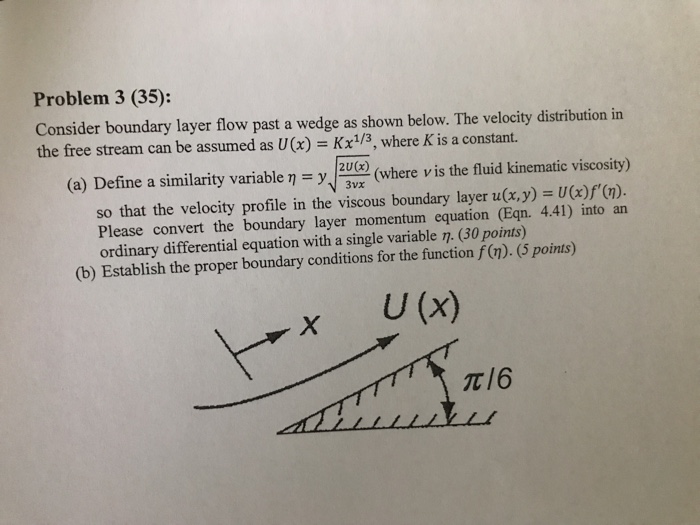 Solved Problem 3 (35): Consider boundary layer flow past a | Chegg.com Solved Problem 3 (35): Consider boundary layer flow past a | Chegg.com