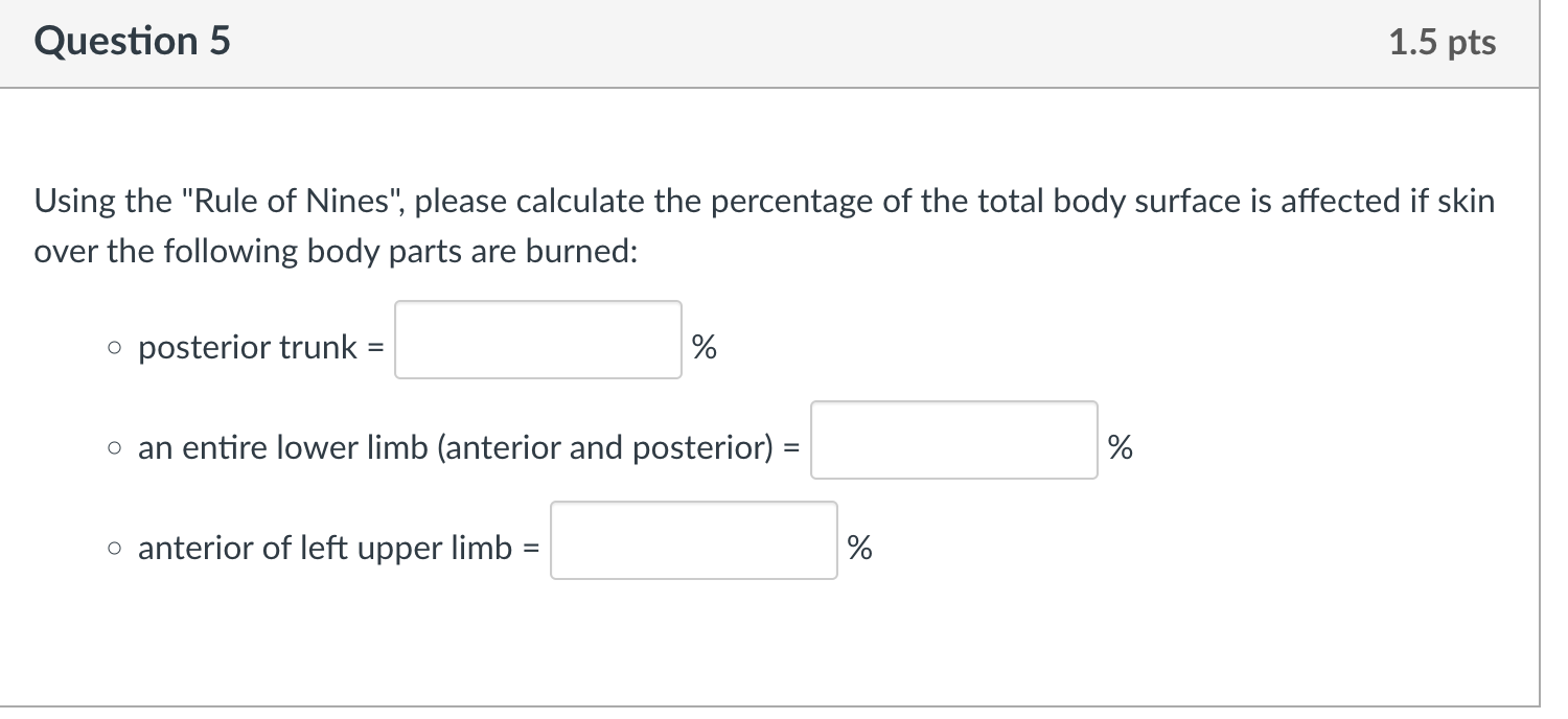 Solved Question 5 Using the "Rule of Nines", please | Chegg.com