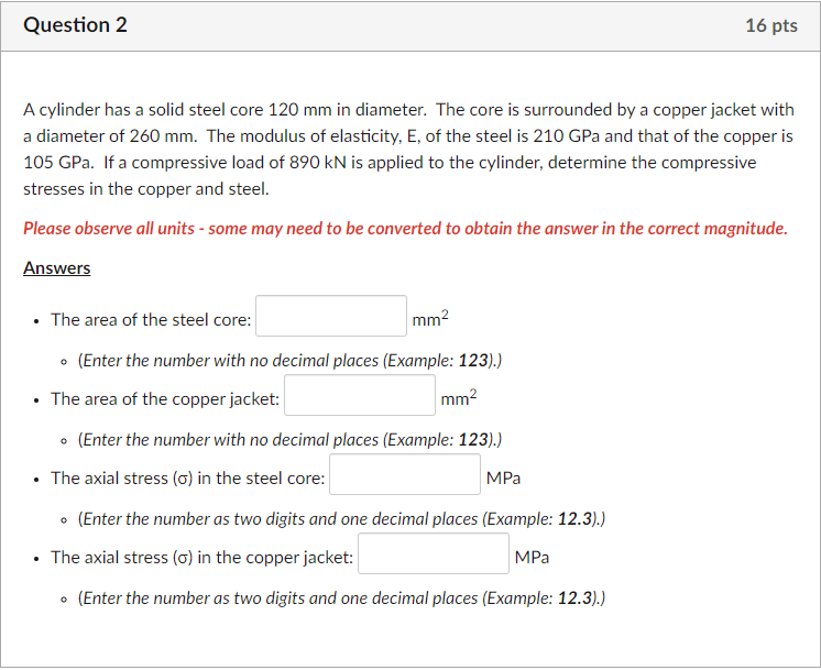 Solved A cylinder has a solid steel core 120 mm in diameter. | Chegg.com