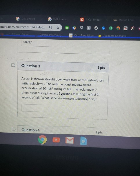 Solved A rock is thrown straight downward from a tree | Chegg.com