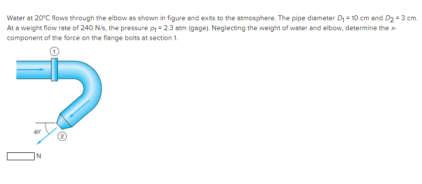 Solved Water at 20∘C flows through the elbow as shown in | Chegg.com