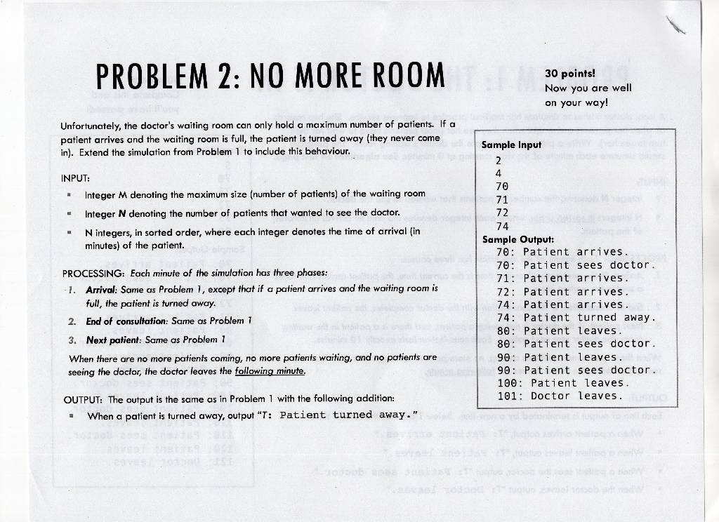 Solved MORE ROOM PROBLEM 2: NO 30 points! Now you are well | Chegg.com