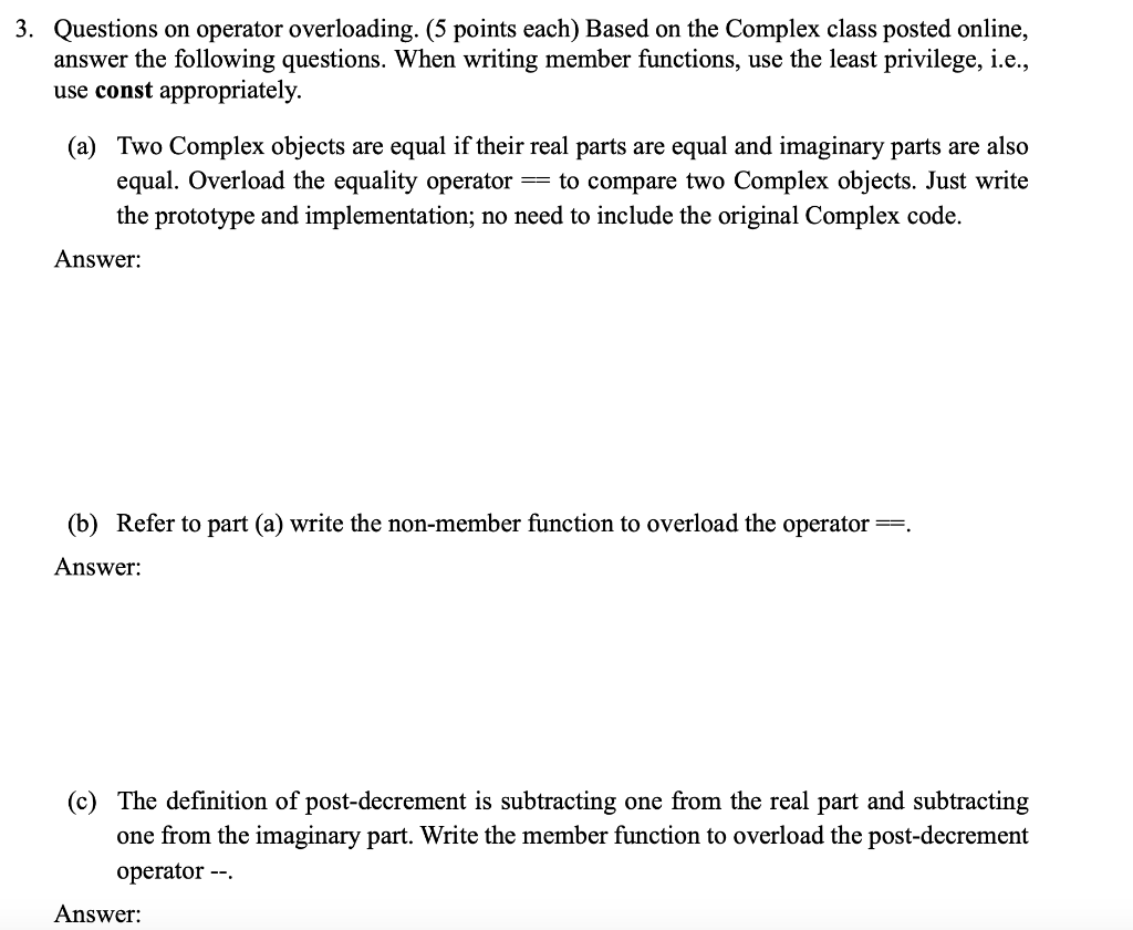 Solved C++ #ifndef COMPLEX_H #define COMPLEX_H class | Chegg.com