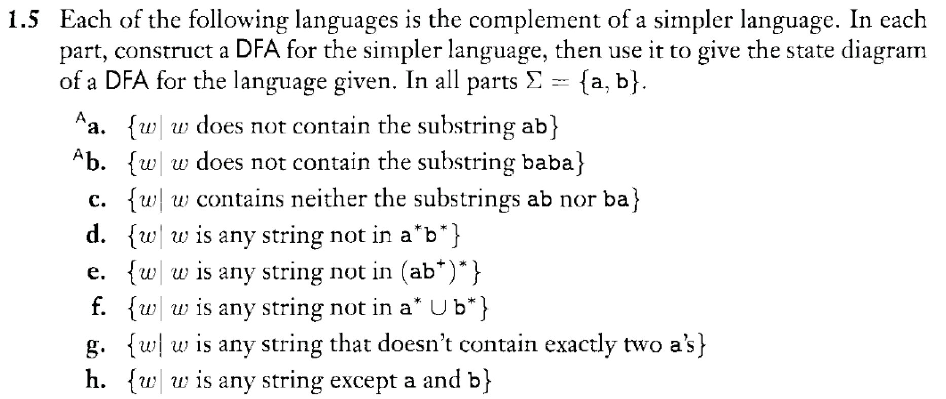 Solved 1.5 Each of the following languages is the complement | Chegg.com