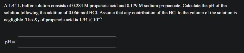 Solved A 1.44 L buffer solution consists of 0.284 M | Chegg.com