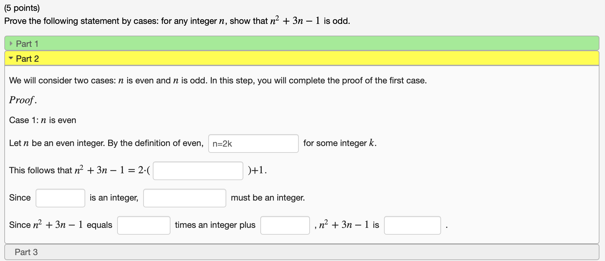 Solved (5 points) Prove the following statement by cases: | Chegg.com