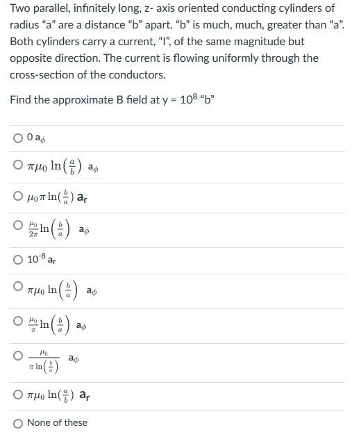 Solved Two parallel, infinitely long, z-axis oriented | Chegg.com