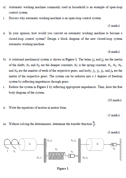Solved a) Automatic washing machine commonly used in | Chegg.com