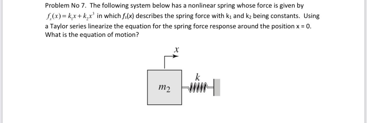 Solved Problem No 7. The following system below has a | Chegg.com