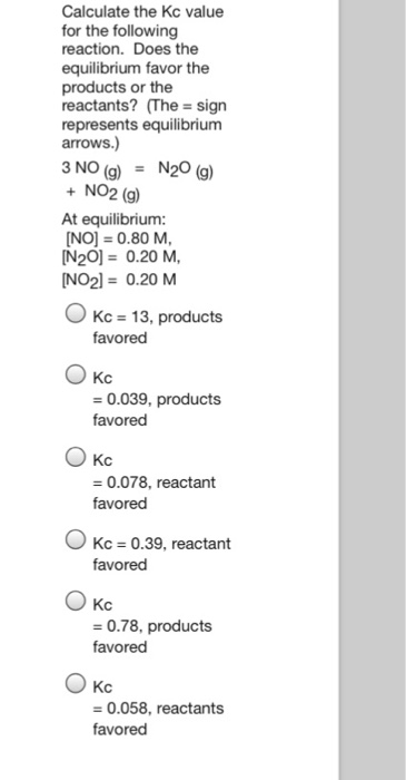 Solved Calculate the Kc value for the following reaction. | Chegg.com