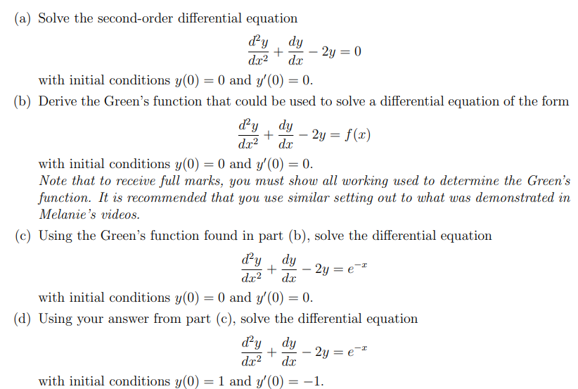Solved (a) Solve the second-order differential equation | Chegg.com