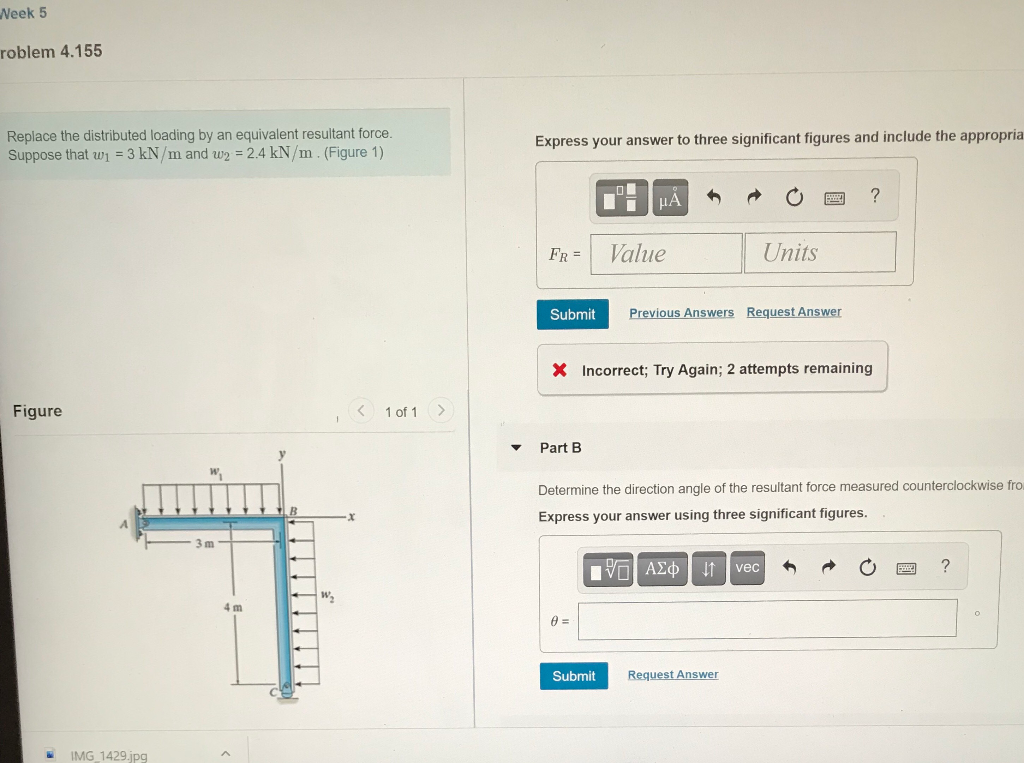 Solved Neek 5 roblem 4.155 Replace the distributed loading | Chegg.com