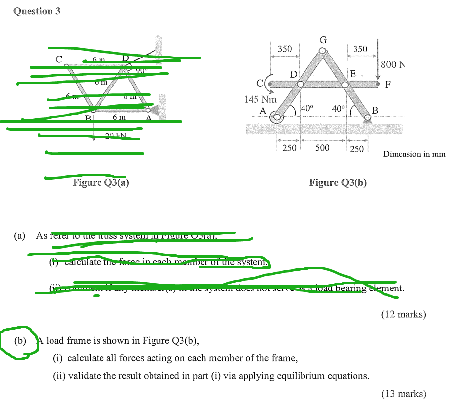 Solved Question 3 Figure Q3( b) (a) As refer to the truss | Chegg.com