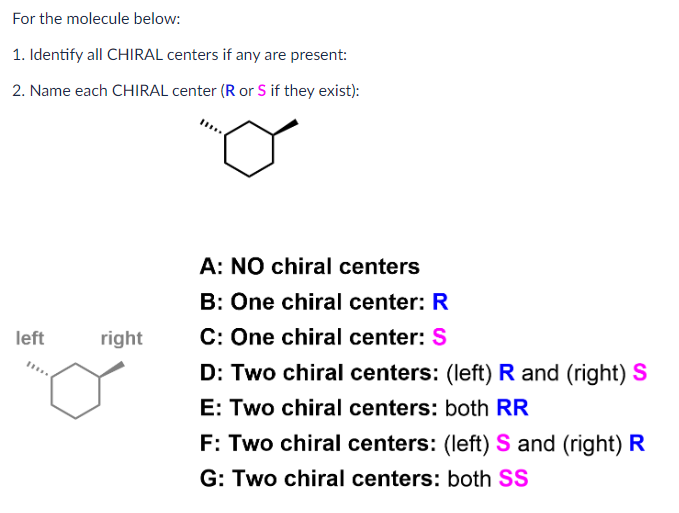 Solved For the molecule below: 1. Identify all CHIRAL | Chegg.com