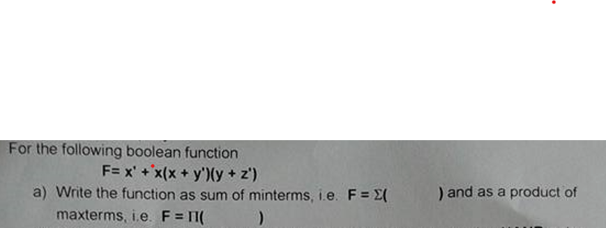 Solved For The Following Boolean Function F X