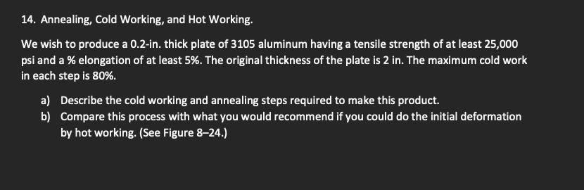 Solved 14. Annealing, Cold Working, and Hot Working. We wish | Chegg.com