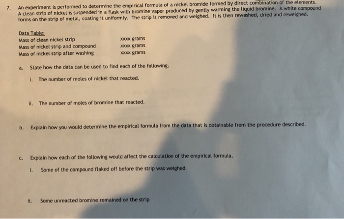 An experiment is performed A clean strip of nickel is | Chegg.com