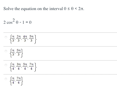 Solved Solve the equation on the interval 0 = 0
