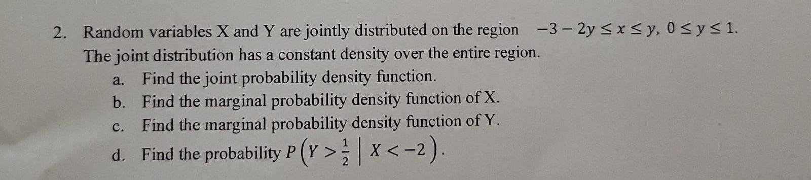 Solved Random variables X and Y are jointly distributed on | Chegg.com