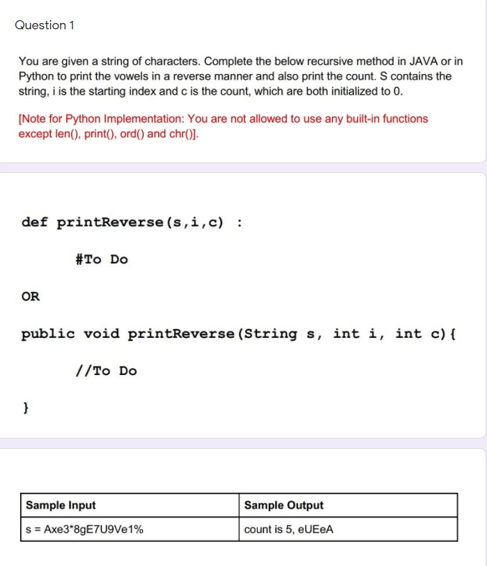 Solved Question 1 You are given a string of characters. | Chegg.com