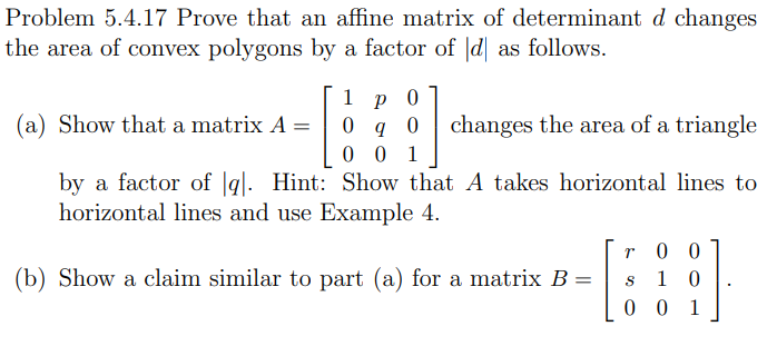 Solved Problem 5.4.17 Prove that an affine matrix of | Chegg.com