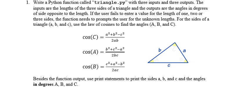 Solved 1. Write a Python function called "triangle.py" with | Chegg.com