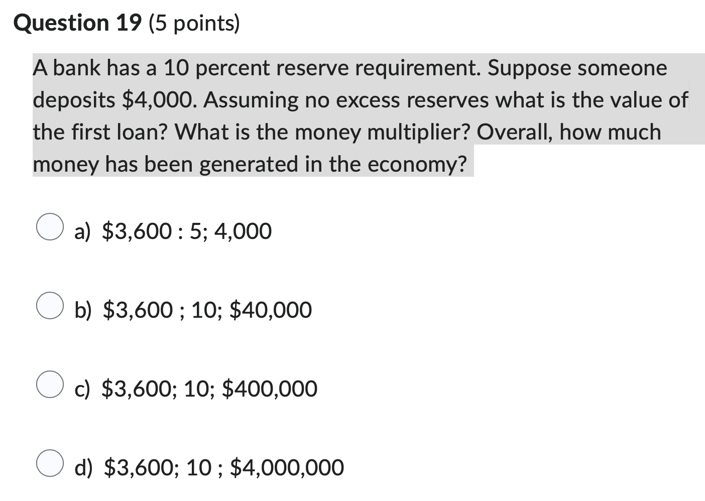 Solved A bank has a 10 percent reserve requirement. Suppose | Chegg.com
