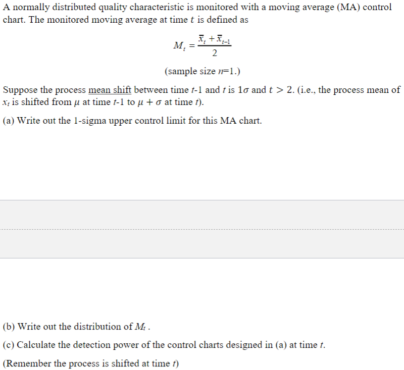 A normally distributed quality characteristic is | Chegg.com