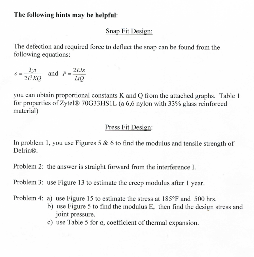 I- Snap Fit Design: 1- A snap fit design is given as | Chegg.com