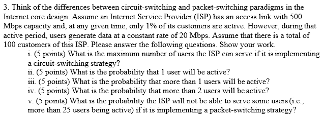 Solved 3. Think of the differences between circuit-switching | Chegg.com