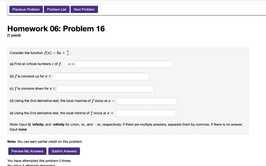 Solved Homework 06: Problem 16 (1 point) Consider the | Chegg.com