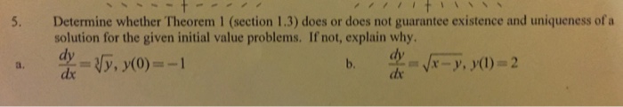Solved Determine whether Theorem 1 (section 1.3) does or | Chegg.com
