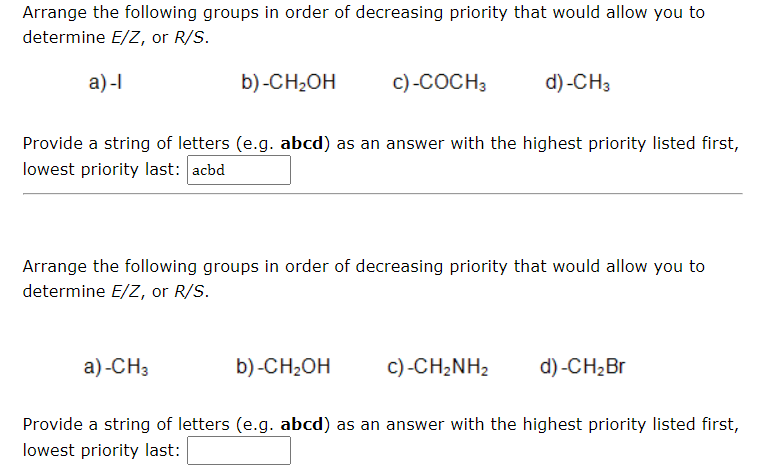 Solved Arrange the following groups in order of decreasing | Chegg.com