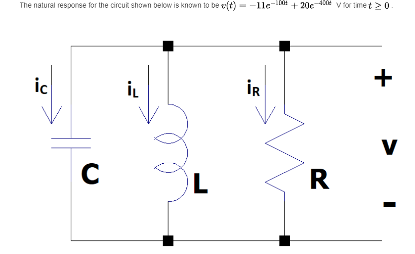 [Solved]: The natural response for the circuit shown below