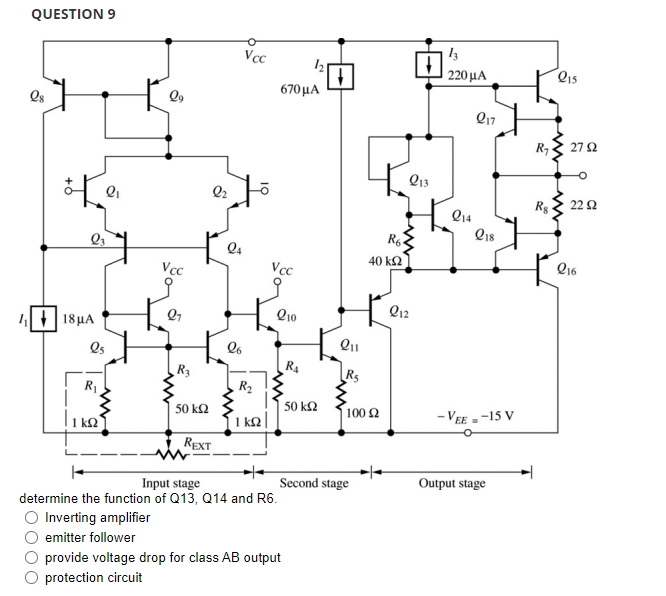 Solved provide voltage drop for class AB output protection | Chegg.com